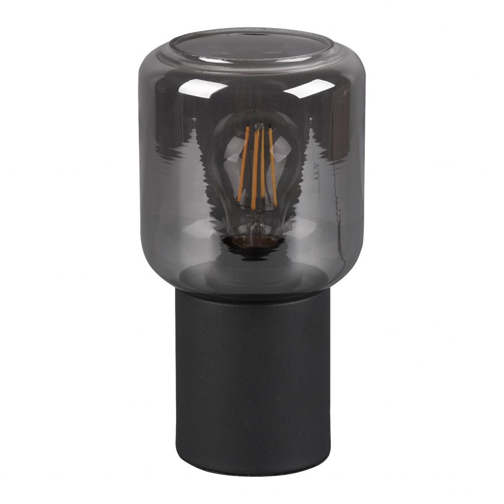 nico-tafellamp-zwart-metaal-rookglas-24cm-led-lamp